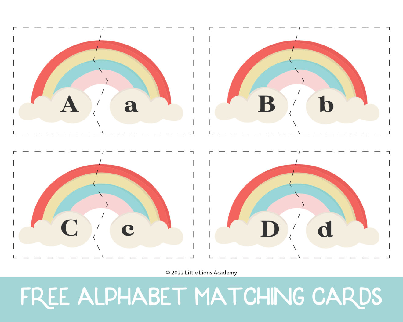 FREE Rainbow Alphabet Matching Cards - Little Lions Academy