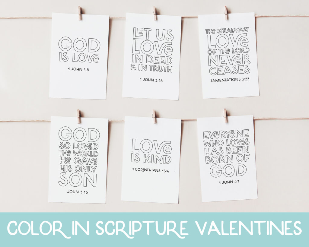Scripture Valentine Coloring Cards - Little Lions Academy